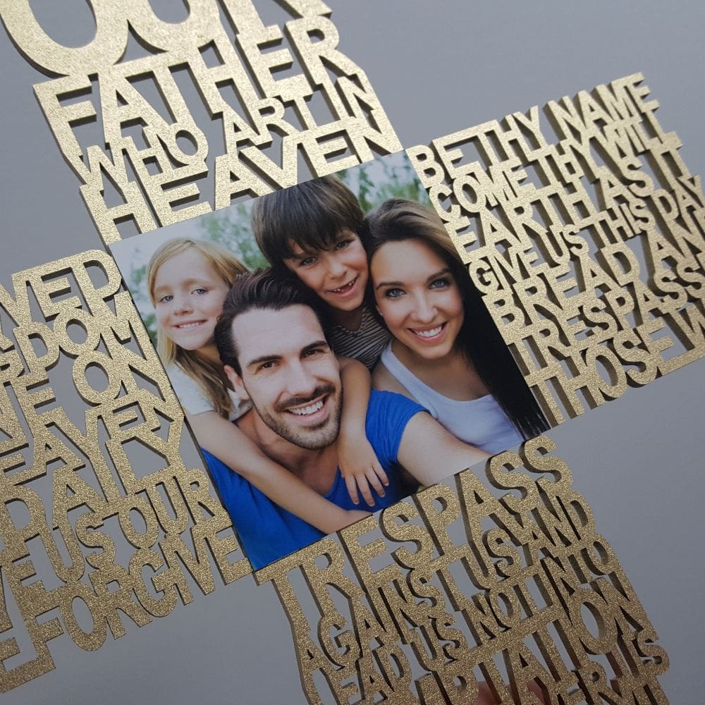 Our Father Cross with Photo | Personalised Religious Décor